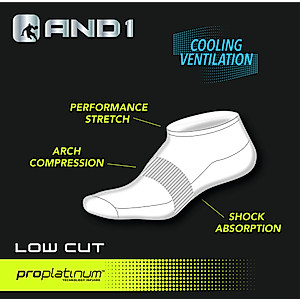 AND1 Men's Socks - PROPLATINUM Lightweight Low Cut Socks (12 Pack), Size Shoe size 6-12.5, Black