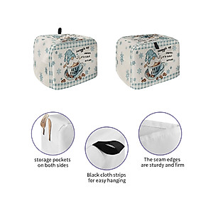 Toaster Dust Cover for Kitchen 4 Slice, Coffee Gnomes Winter Dwarf with Snowflakes Linen Texture Bread Maker Covers Toasters for Fingerprint Protector Small Appliance Covers Accessories (12x11x8in)