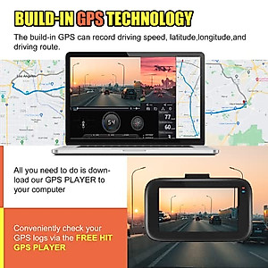 Dash Cam,Dash Cam Front and Rear,AQV Dual Dash cam Built-in GPS, 4K+1080P,Parking Monitor, Super Night Vision, Capacitor, WDR,G-Sensor, Motion Detector,Loop Recording,Support 128GB Max