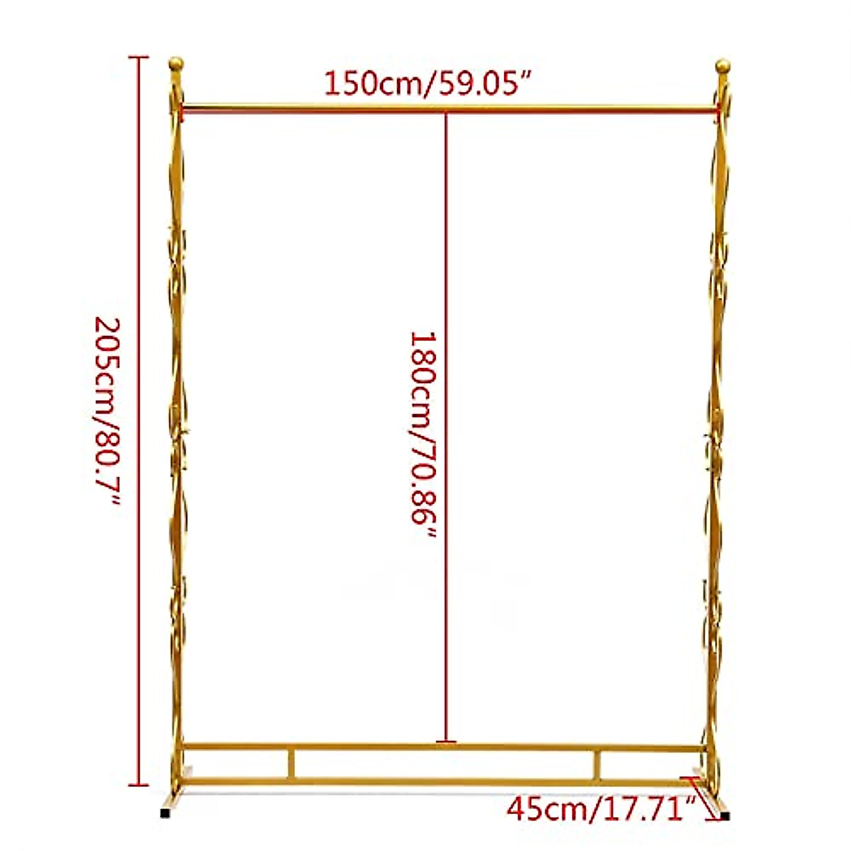 81"Retail Gold Clothes Racks for Boutique Wedding Dress Display Stand,Heavy Duty Commercial Garment Rack Rod, Large Metal Floor Standing Hanging Boutique Display Clothing Rack, MetalPipe Rack