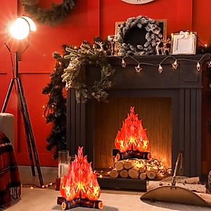 Boao 6 Sets Large Fake Fire 16" x 13" 3D Cardboard Campfire Big Fake Flame Artificial Paper Fire Torch Centerpiece for Camping Party Decorations Supplies (Dark Color)