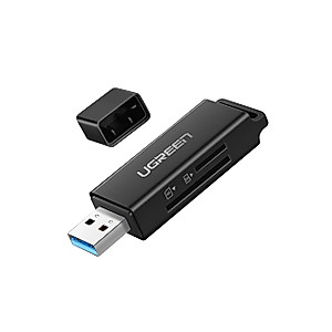 UGREEN SD Card Reader Portable USB 3.0 Dual Slot Flash Memory Card Adapter Hub for TF SD Micro SD SDXC SDHC MMC RS-MMC Micro SDXC Micro SDHC UHS-I for Mac Windows Linux Chrome PC Laptop