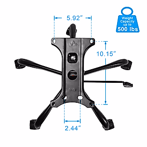 Frassie Office Gaming Chair Metal Base Replacement with Bottom Plate Stand Cylinder, 5 Wheels (Black)