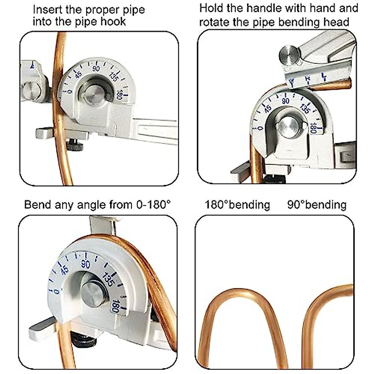 uxcell 2 in 1 Pipe Tube Bender 180 Degree Tool for 3/8-inch 1/2-inch OD Brass Aluminum Thin Walled Steel Tubing