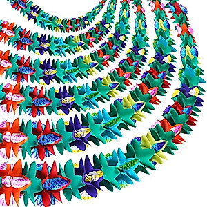 Hibiscus Garland Tissue Flower Banner Tropical Flower Garlands Multicolored Paper Garland Flowers Luau Party Decorations for Hawaiian Beach Tropical Birthday Baby Shower Wedding (6 Pack)