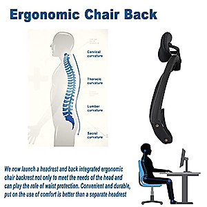 Adjustable Headrest for Office Chair, Universal Chair Head Neck Support Cushion Attachment Elastic Sponge Nylon Frame Head Rest Detachable Upholstered for Ergonomic Chair,Headrest Only (Black3.0)