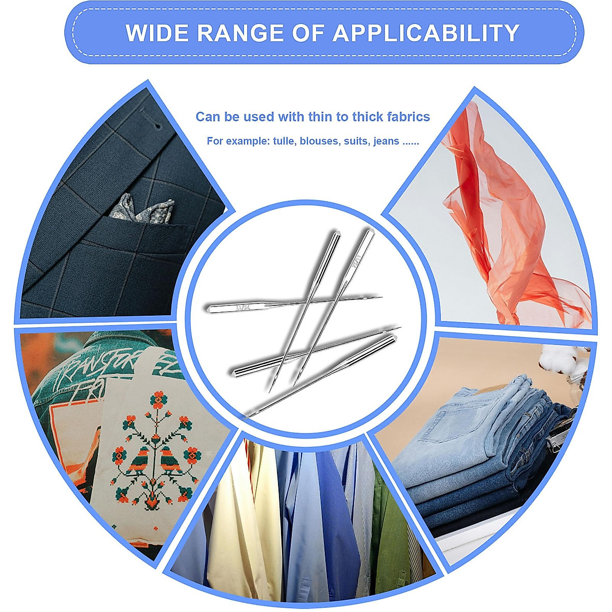 100PCS Sewing Machine Needles, Universal Sewing Machine Needle for Singer, Brother, Janome, Varmax, Needles for Sewing Machine with Sizes HAX1 65/9, 75/11, 90/14, 100/16, 110/18