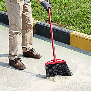 AmazonCommercial Angle Broom With Metal Handle, 6-Pack, Black & Red