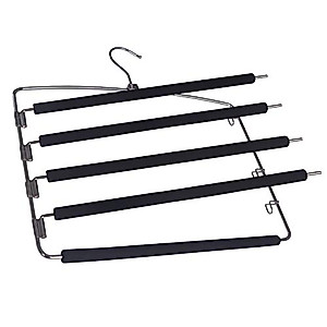 YAKA 2 Pack Clothes Pants Hangers Slacks Hangers Heavyduty 5 Layers Stainless Steel Non-Slip Swing Arm Space Saving Closet Storage Organizer for Pants Jeans Trousers Skirts Scarf Ties Towels