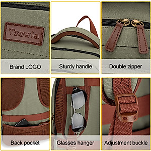 Tzowla Canvas Laptop Backpack, Bag for Men Women,Travel Work Rucksack Fits 17.3 Inch Laptop, Bookbag with USB Charging Port