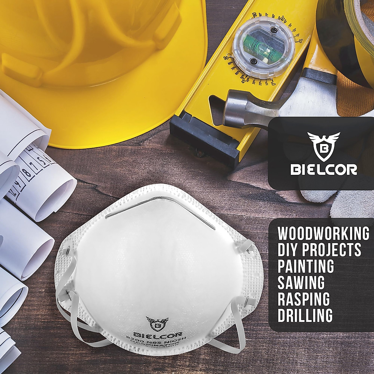 BIELCOR B200 N95 Particulate Respirator, 95% Filtration Breathing Face Masks Disposable (20 Pack), CDC | NIOSH Certified