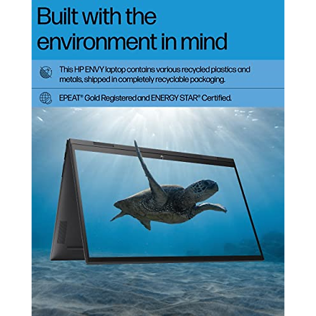 HP ENVY x360 Convertible-Laptop, AMD Ryzen 5 5625U, 8 GB-RAM, 512 GB SSD, 15.6' FHD Touchscreen, Windows 11 Home, HP Fast Charge, Camera-Cover, Mute Button & Fingerprint Reader (15-eu1010nr, 2022)