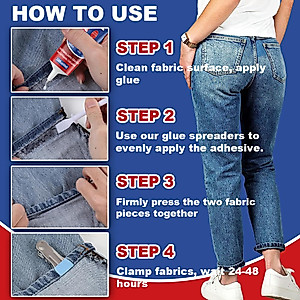 Fabric Glue, Fabric Glue Permanent, Fabric Glue for Clothing, 60ml Permanent Washable Fabric Clear Glue for Clothing Patches Tear Mender for All Fabrics Clothes Leather Cotton Flannel Denim Polyester