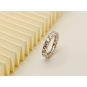 PORI JEWELERS 925 Solid Sterling Silver Round Cut 4MM Cubic Zirconia Eternity Wedding Band Ring For Women (White, 6)