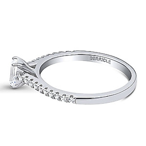 BERRICLE Sterling Silver Solitaire Wedding Engagement Rings 0.3 Carat Emerald Cut Cubic Zirconia CZ Promise Ring for Women, Rhodium Plated Size 4