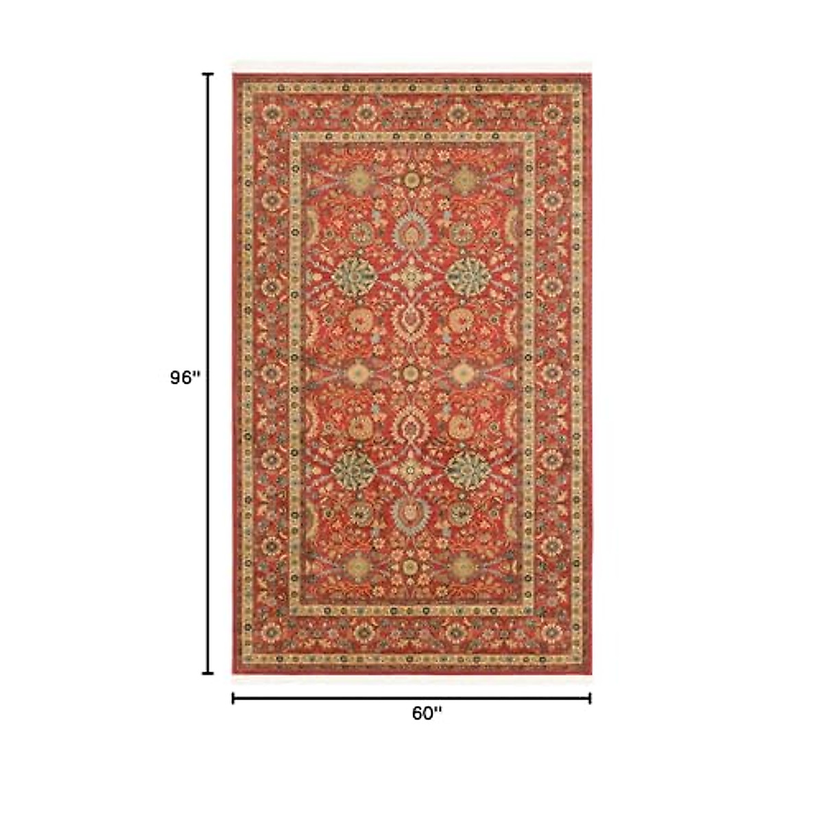 Rugs.com Chelsea Collection Rug – 5' x 8' Red Medium Rug Perfect for Bedrooms, Dining Rooms, Living Rooms