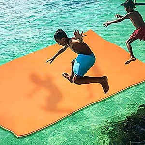 Big Floating Mat Water Foam Pad for Pools, Lakes, Oceans, Giant Lily Pad Pool Float for Water Recreation and Relaxing (Green-White-Orange,9FT)