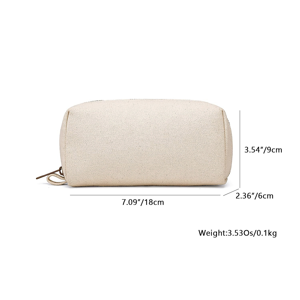 YONBEN Pencil Case Cotton Canvas Pen Pouch Bag, Lightweight and Stylish Ideal for Organizing Stationery (Beige)