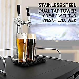 Ivation Full Size Kegerator | Dual Tap Draft Beer Dispenser & Universal Beverage Cooler | Mounted CO2 Cylinder, Temperature Control, Drip Tray & Rail | Fits 1/2 Keg, 1/4 Pony Keg, (2) 1/6 Kegs (Black)