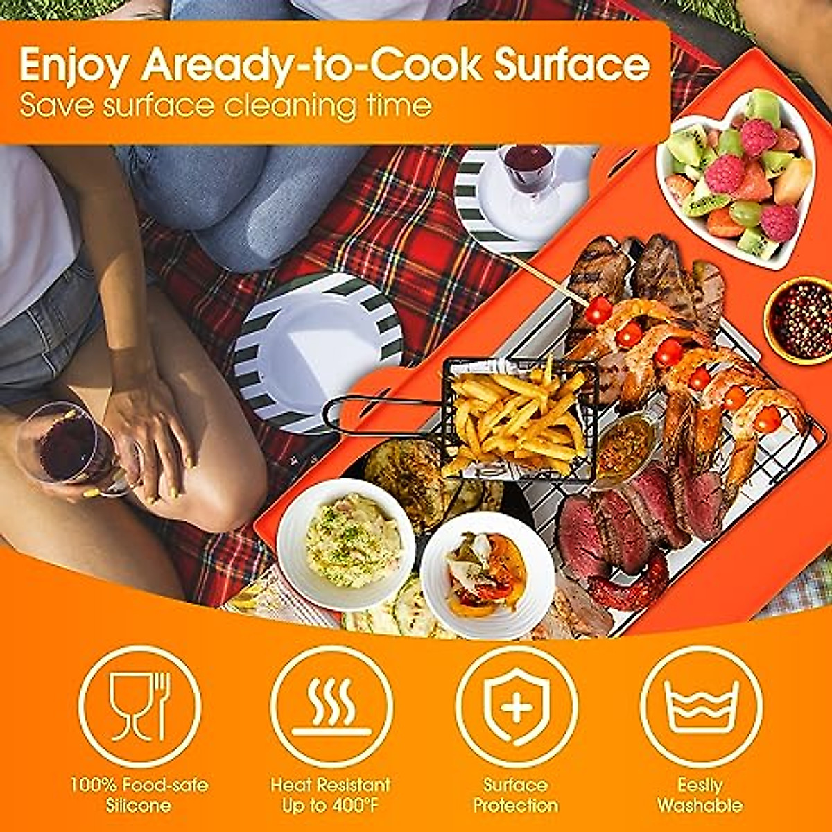 Silicone Griddle Cover Compatible with Blackstone, 36"28"22"17"Griddle Accessories, Heavy Duty Food Grade Silicone Mat for All Season Blackstone Grill, Reusable BBQ Grill Cover (36 Inch)