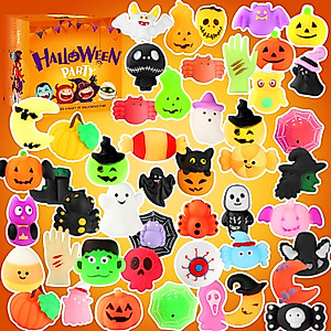 PHIMOTA Halloween Party Favors, 46 Pcs Mochi Squishy Toys Squishies for Kids, Stress Relief Toys for Halloween Goodie Bags Treats Decorations Classroom Prizes Birthday Gift Toys Pack