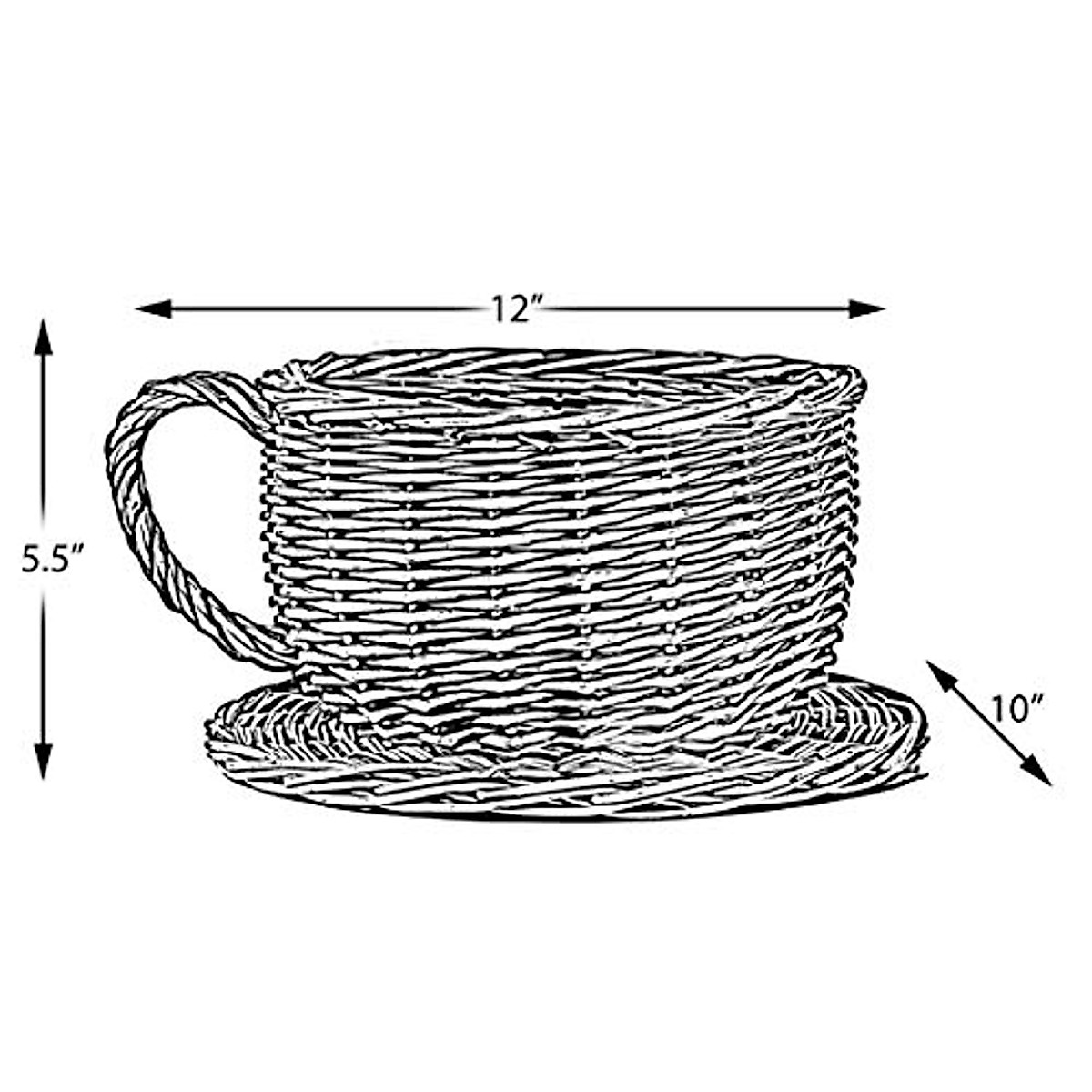 Wicker Saucer Coffee Mug Cup Decorative Gift Basket Desk Organizer
