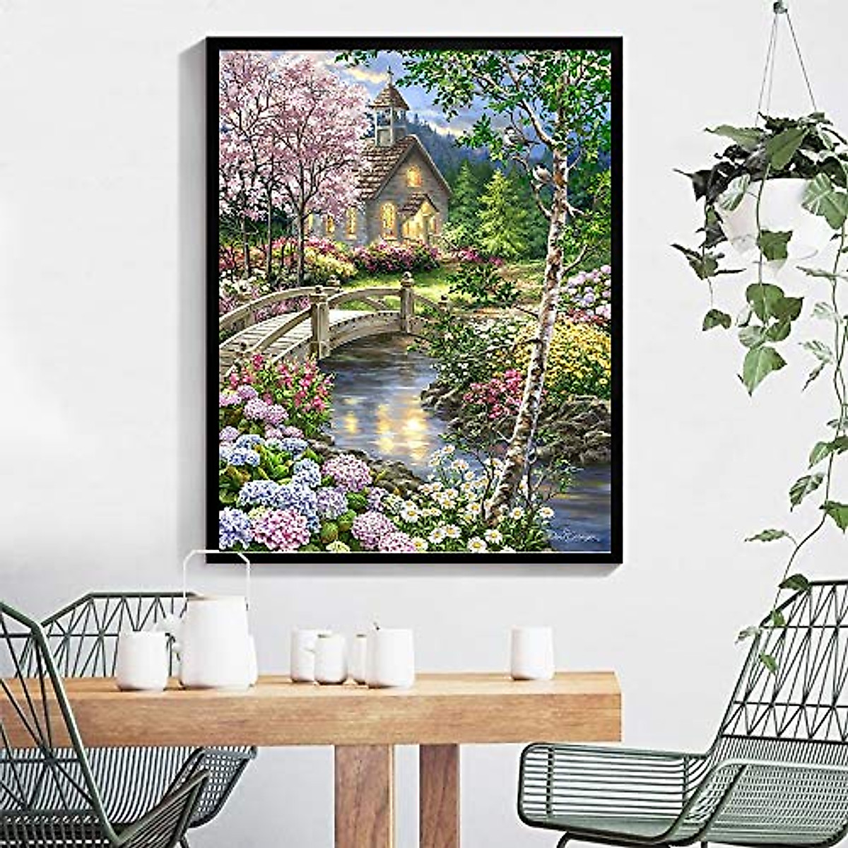 DIY Paint by Numbers Canvas Painting Kit for Kids & Adults, 16" x 20" Drawing Paintwork with 3 Paintbrushes Acrylic Paints - Village in The Night