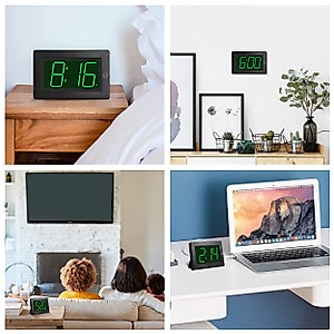 KWANWA Alarm Clock, Wall Clock, Digital Clock, 3" LED Digit Display, Battery Operated, Adjustable Brightness, Auto Night Mode, Auto Alarm Volume Increasing, Wall-Mount & Table-top