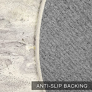 HAOCOO Round Area Rugs 3' Diameter Modern Abstract Beige Marble Throw Rugs Super Soft Velvet Non-Slip Chic Distressed Accent Floor Carpet for Bedroom Living Room Nursery Decor