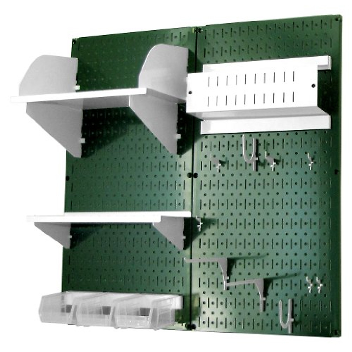 Wall Control Pegboard Hobby Craft Pegboard Organizer Storage Kit with Green Pegboard and White Accessories