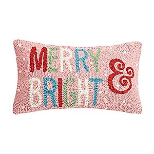 Peking Handicraft 31JES1669C16OB Merry and Bright Holiday Hook Pillow, 16-inch Long