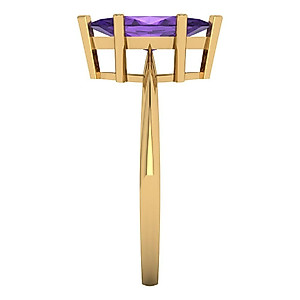 Clara Pucci 1.4ct Marquise Cut Solitaire Natural Amethyst Proposal Wedding Bridal Designer Anniversary Ring 14k Yellow Gold for Women