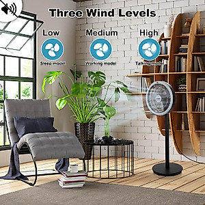 SONBION Standing Fan, Oscillating Pedestal Fan with Remote Control, Electric Fans for Home, Air Circulator Fan Floor Fan for Room Office Garage, Two Height Settings and Timer Function, Three Speeds