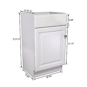 Design House 597112 Wyndham Unassembled Bathroom Vanity Cabinet Without Top, 18 x 16/1 Door, White
