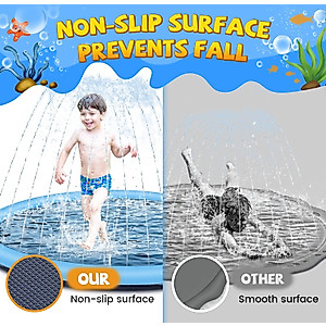 Splash Pad for Kids and Dogs, 95" Extra Large Splash Pad for Toddlers 1-3 and Kids Ages 4-8, Non Slip Thicken Sprinkler Dog Pool Summer Outdoor Water Toys for Backyard