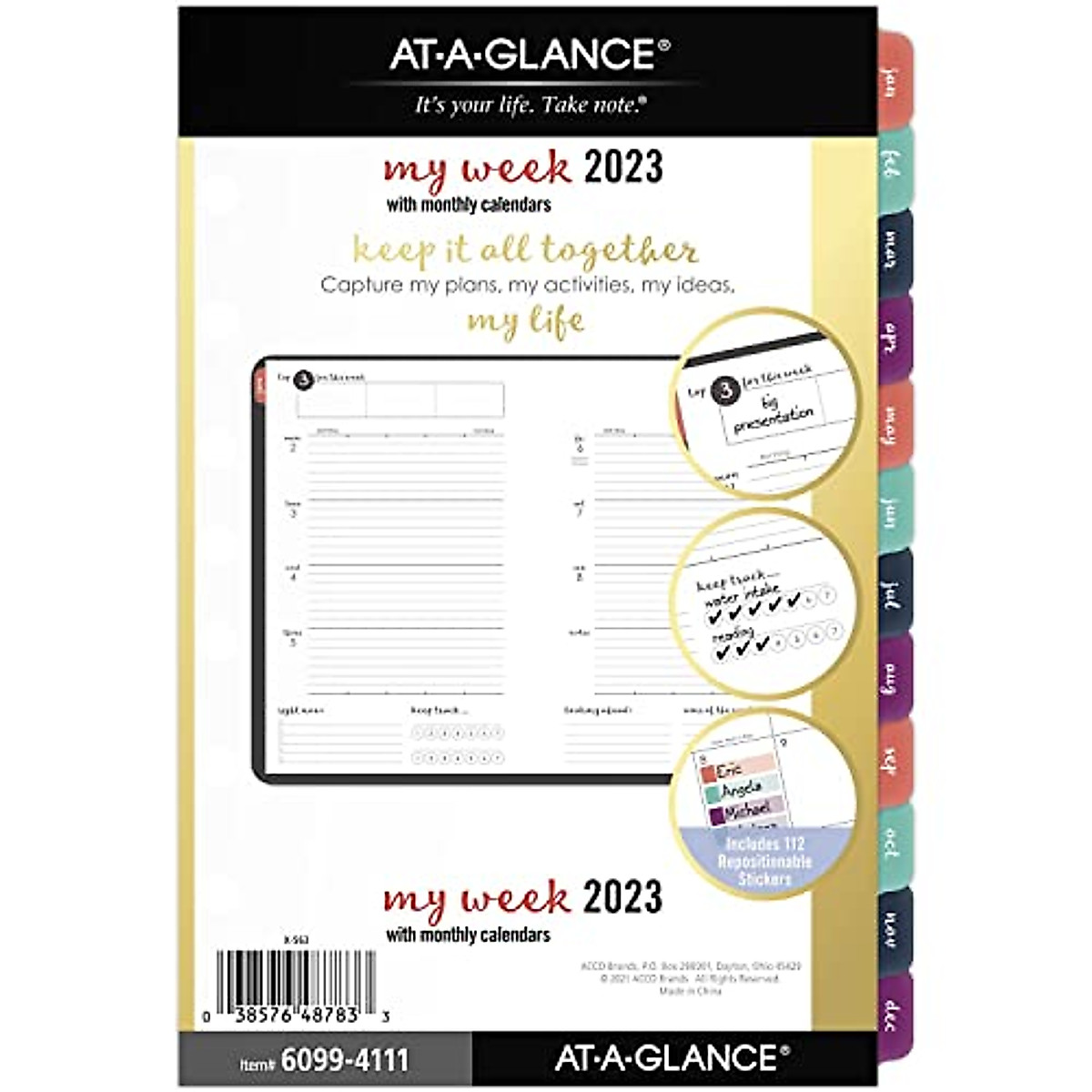 AT-A-GLANCE 2023 Weekly & Monthly Planner Refill, 5-1/2" x 8-1/2", Loose Leaf, Harmony (6099-4111)