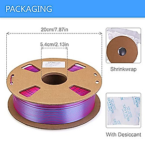 Tumbler PLA 3D Printer Filament, 1.75mm Dimensional Accuracy +/- 0.03mm 2.2lbs, Silk Magic Color Blue Rosered