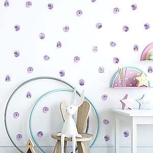 ROFARSO 120 Decals 2.2'' Purple Watercolor Polka Dots Wall Decals Stickers DIY Removable Peel & Stick Wall Art Decorations Home Decor for Nursery Bedroom Living Room Playing Room
