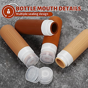 Fuystiulyo 4pcs Silicone Travel Bottles, BPA Free, Leak Proof, TSA Approved, 3oz x 4, Brown
