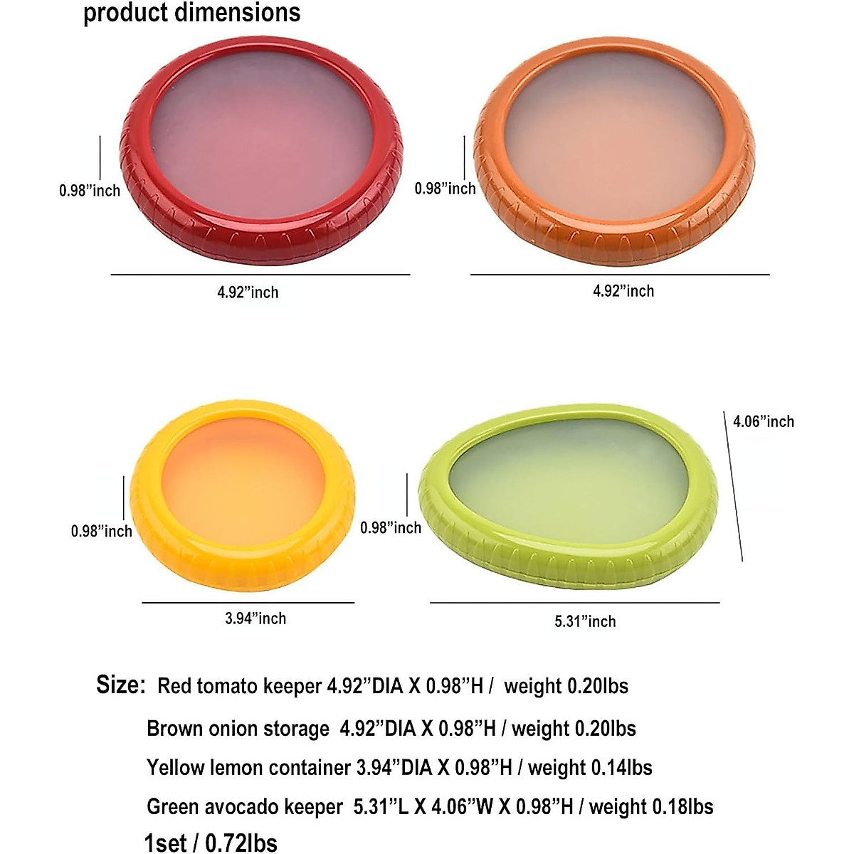 4PC Silicone film preservation box Fruit and Vegetable Storage Containers Set for Fridge, Onion Storage Container, Avocado keeper,Tomato Saver,and Lemon holder reusable silicone food savers