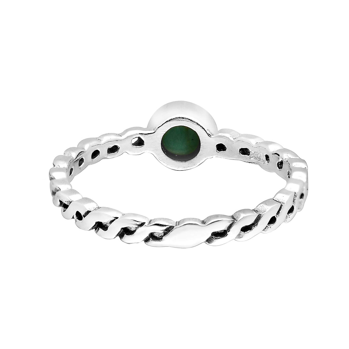 AeraVida Simple Twisted Band Round Green Turquoise925 Sterling Silver Ring (8)