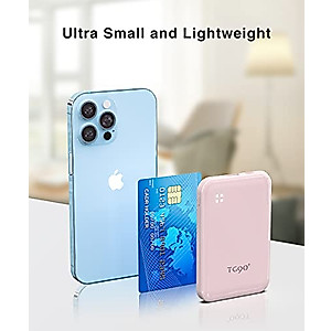TG90 4500mah Small Portable Power Bank Built-in Cable, Ultra Slim Portable Cell Phone Battery Pack Charger Compatible with iPhone 14/14 Pro/13/13 Pro Max/12/12 Pro Max/11/11 Pro Max/X/XS/SE/8 and More
