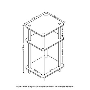 Furinno Turn-N-Tube 5-Tier Corner Square Rack Display Shelf, Round, French Oak Grey/Black & Just 3-Tier End Table, 1-Pack, French Oak Grey/Black