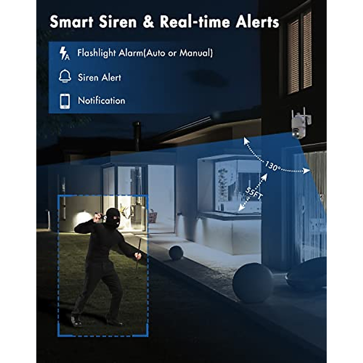 MUBILIFE 2K Wireless Security Camera, 360° Pan Tilt Outdoor Cameras for Home Security, Battery Powered, IP66 Waterproof, AI Motion Detection, Color Night Vision, Siren & Spotlight, 2.4G WiFi