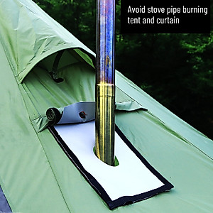 Preself Hot Tent Stove Jack, 14" x 10", Suitable for T1 T2 T3, Flame Retardant for Wood Burning Stove