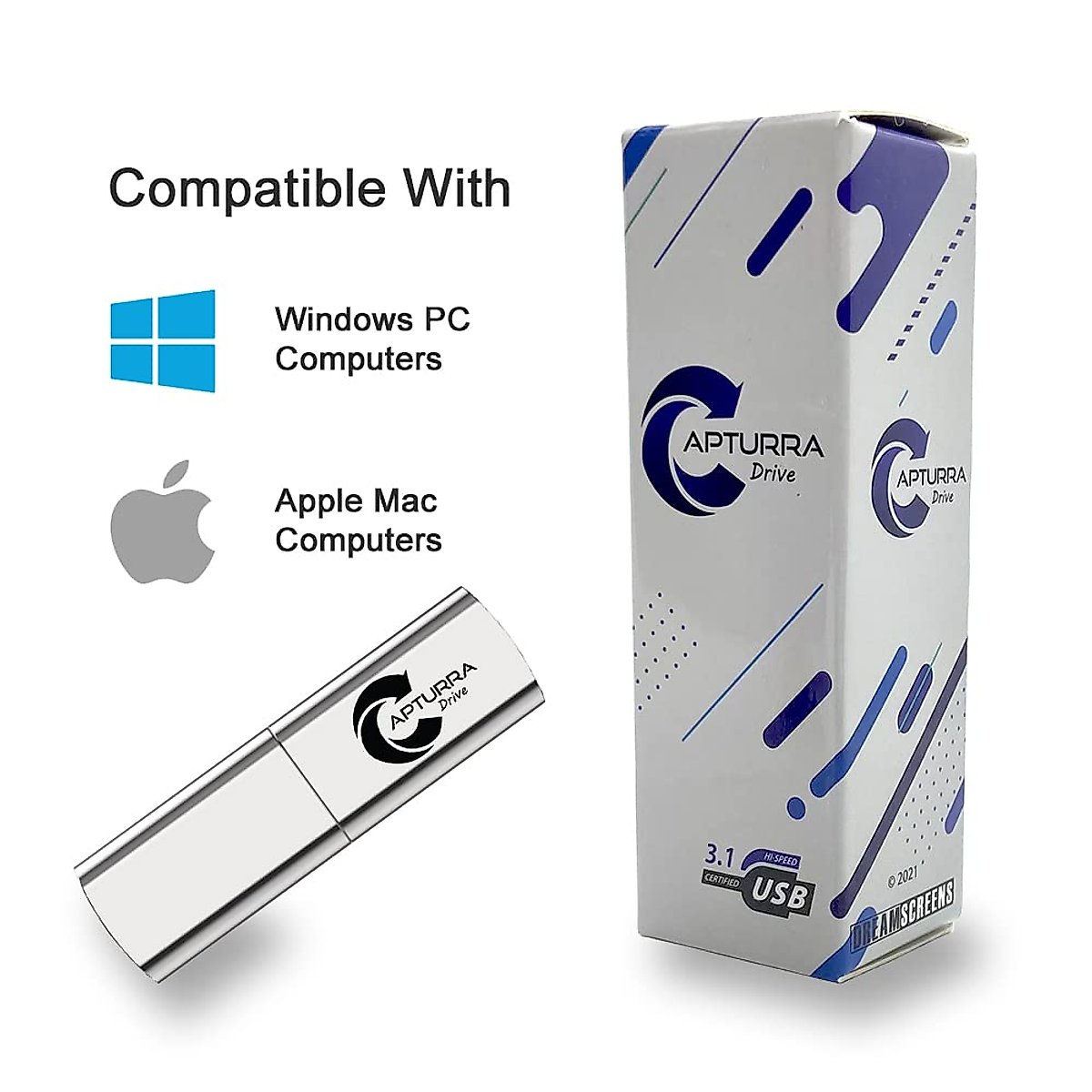 Capturra Drive 128GB External Solid State Drive USB 3.1 with Automated File Backup Software for Windows and Mac