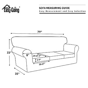 Easy-Going 100% Dual Waterproof Stretch Soft Couch Cover for Dogs, Sofa Slipcover for 3 Separate Cushion Couch Leakproof Furniture Protector for Kids, Pets Black