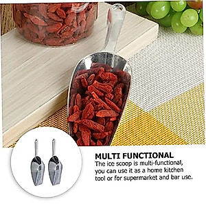 Zerodeko 2pcs Ice Scoop Condiments Scoop Metal Food Scoop Kitchen Scoops Pooper Scooper Metal Ice Cube Candy Stainless Steel Ice Scoop Professional Bar Scoop Professional Ice Scoop Silver