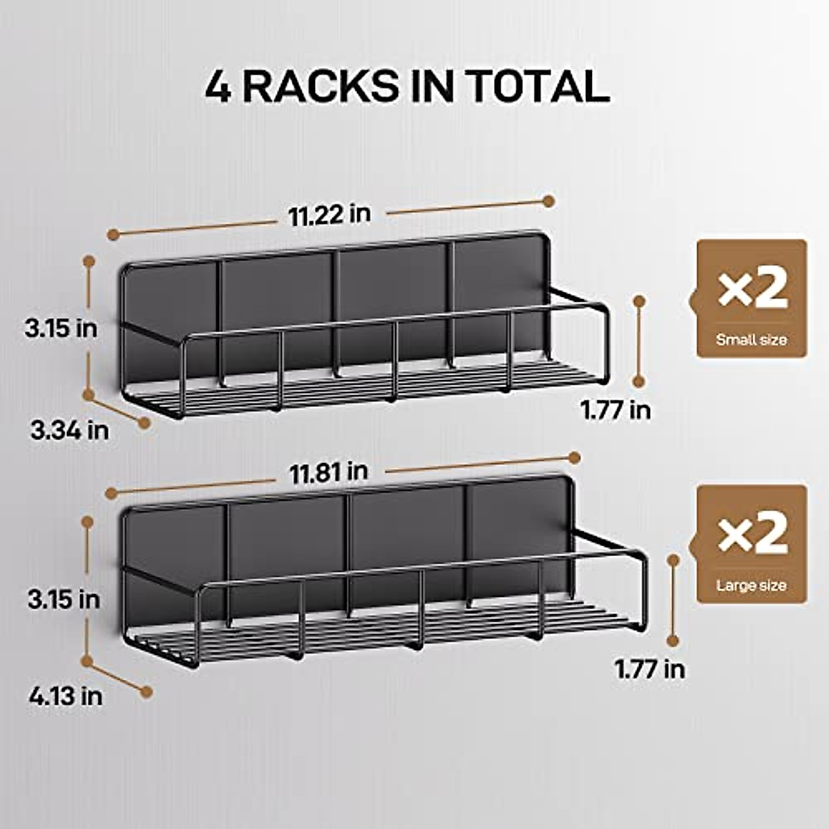 Sisfung Magnetic Spice Rack, Spice Rack Organizer for Refrigerator or Microwave Oven, Magnetic Shelf Kitchen organization (Black)