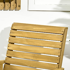 Outsunny Wooden Outdoor Rocking Chair, Traditional Slatted Wood Rocker Chair with Armrests and High Backrest for Indoor & Outdoor, Light Brown